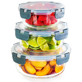 Glass Stackable Round Containers - 950ml 650ml & 400ml - 3 PACK – Igluu ...